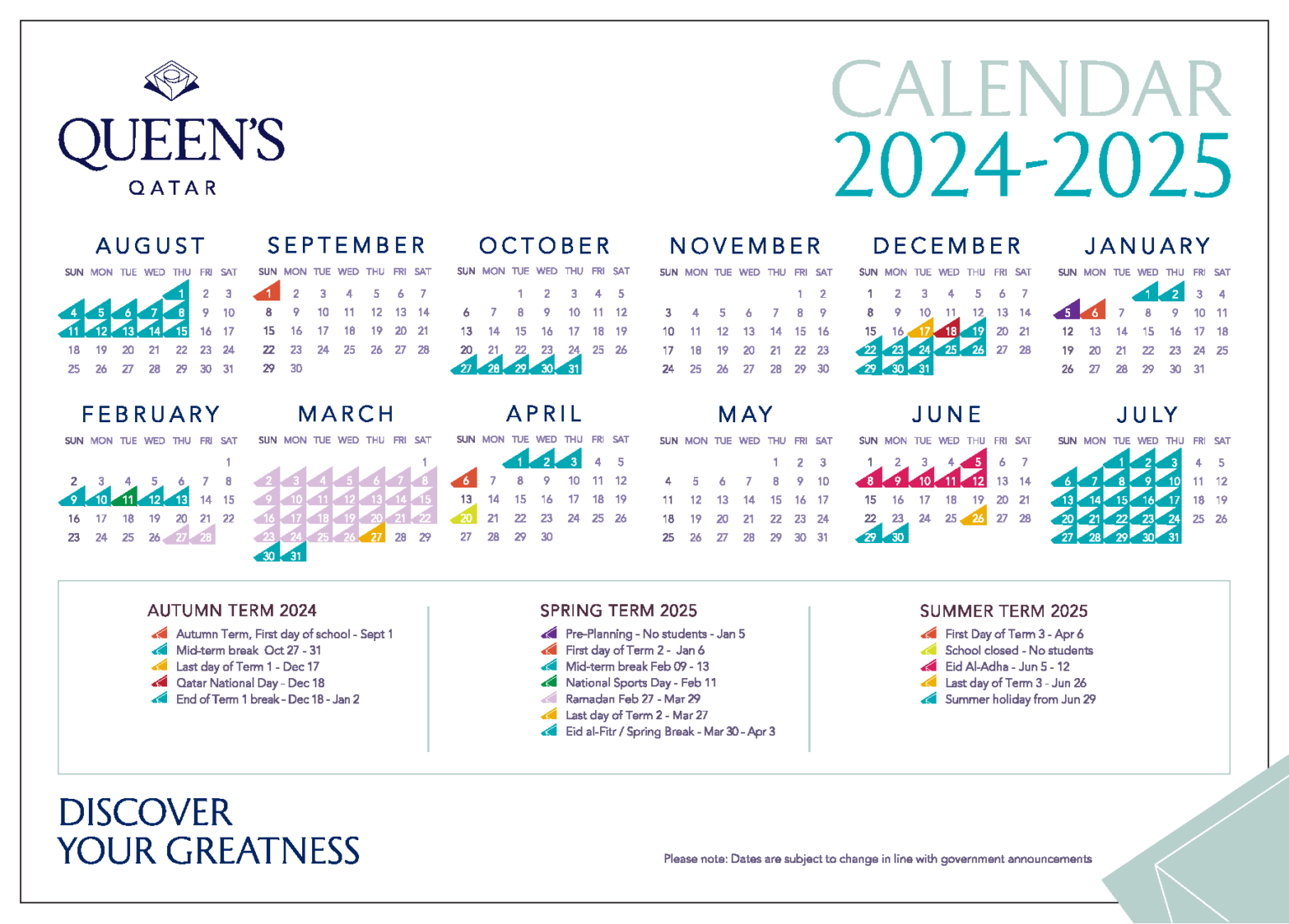 School Calendar | British International School | Queens Qatar